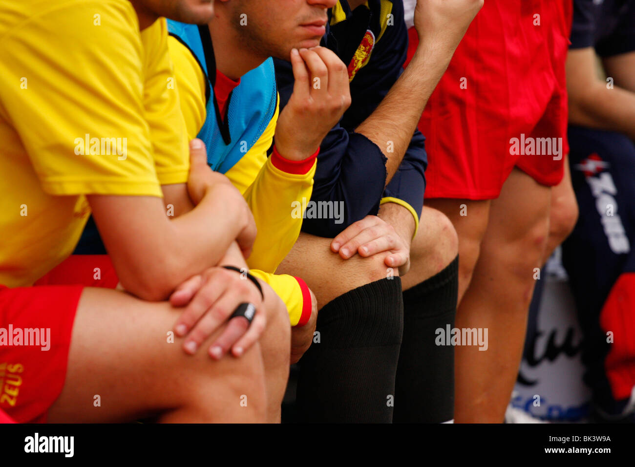 detail of football players on the bench Stock Photo - Alamy
