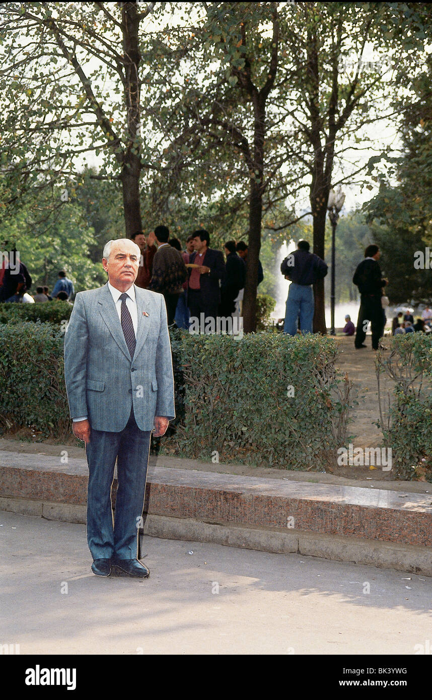 A life size cut-out of Russian General Secretary and President, Mikhail ...