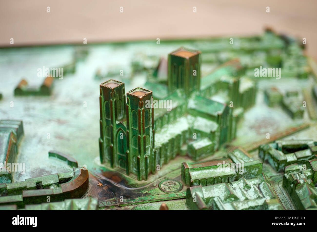 Brass model of York Minster for blind tourists York UK Stock Photo - Alamy