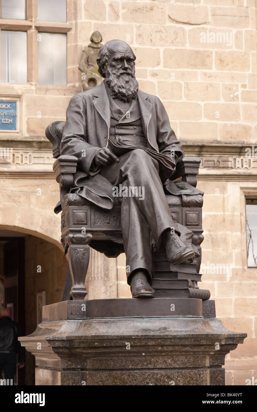 Statue of Darwin outside Shrewsbury Library UK Stock Photo - Alamy