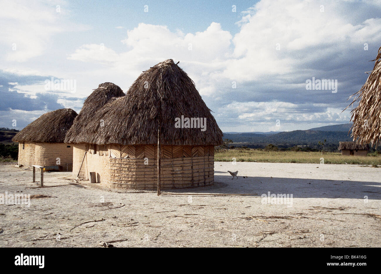 Indigenous Peoples village huts and houses in rural Bolivar State of ...