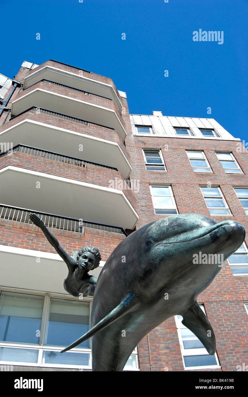 boy with a dolphin, a 1975 sculpture by david wynne, in cheyne walk ...