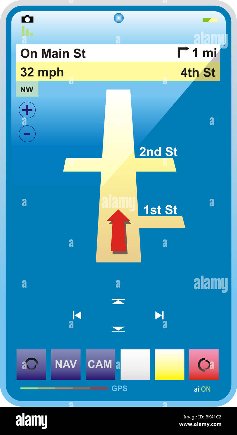 Blue cell phone with GPS Stock Photo - Alamy