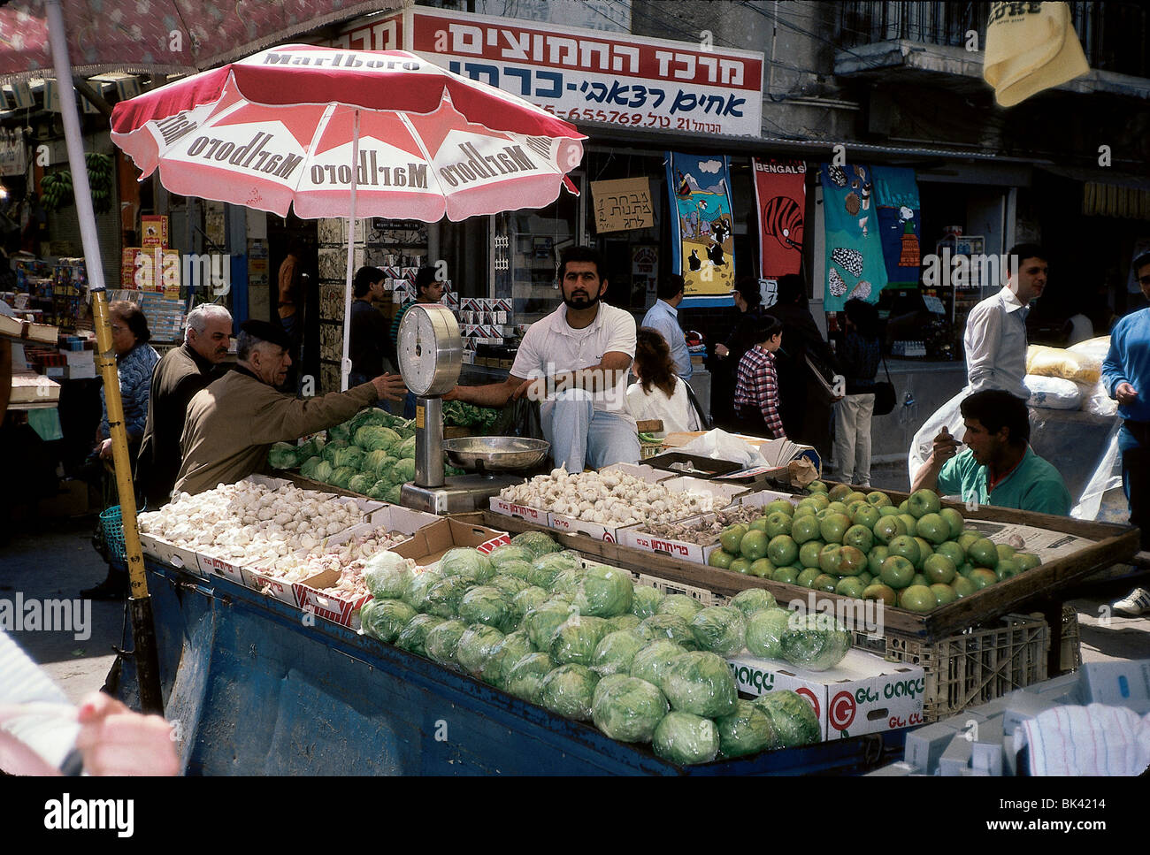 Merchant selling fruits and vegetables, Tiberias, Israel Stock Photo ...