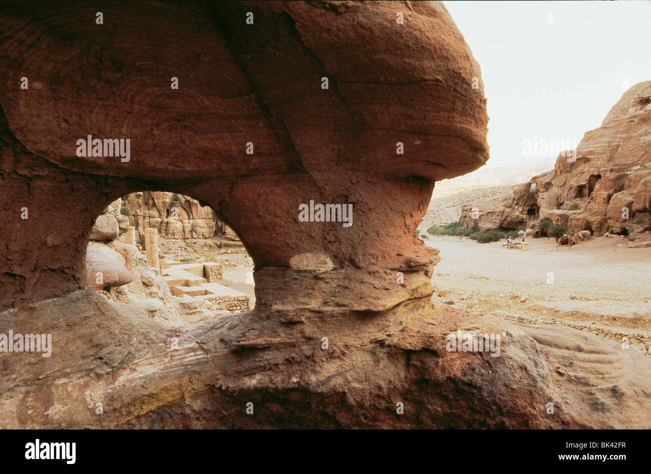 Rock formations and built structures at Petra, Jordan Stock Photo - Alamy