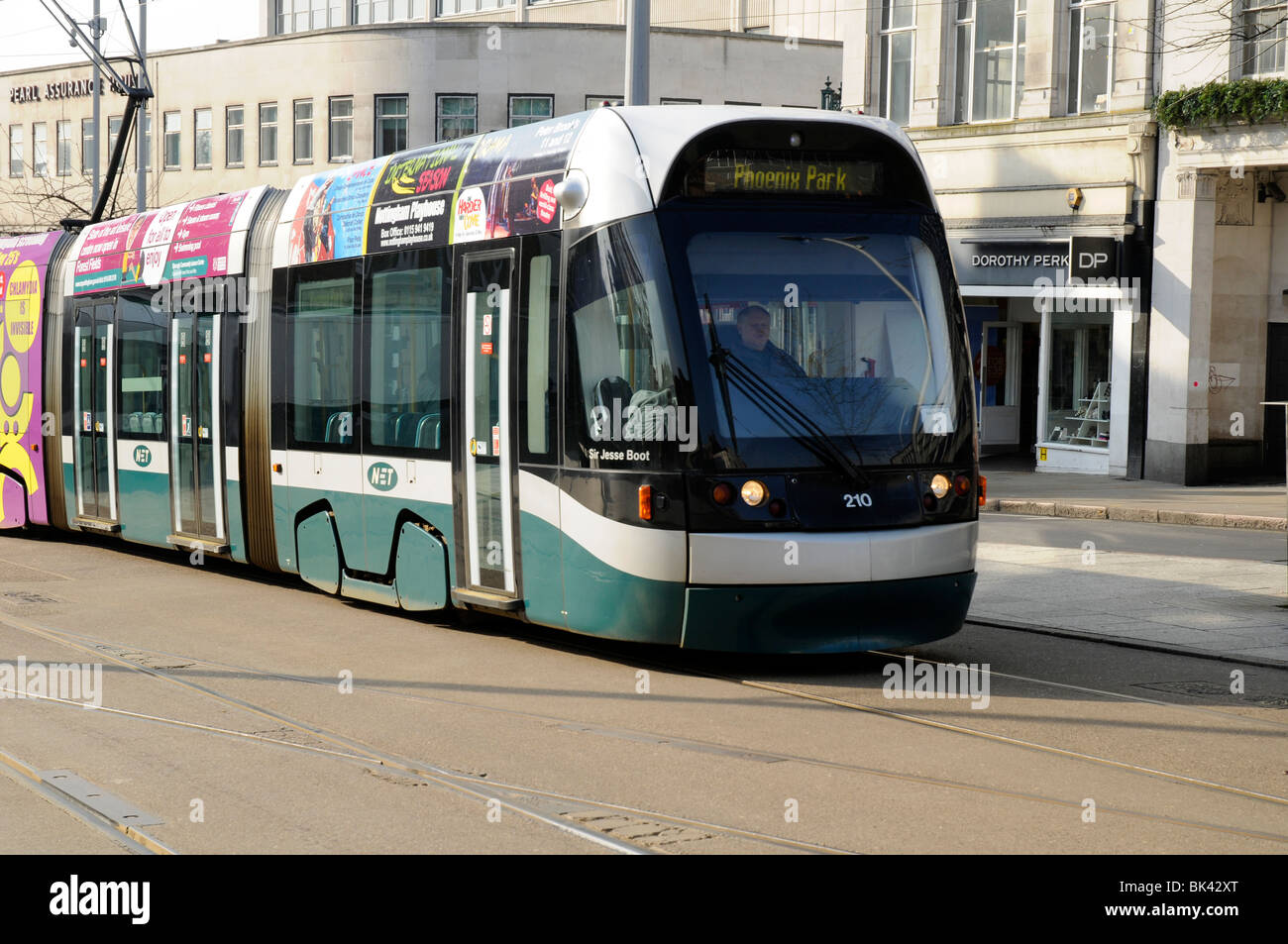 Nottingham Express Transit Tram (named the Sir Jesse Boot) in Old ...