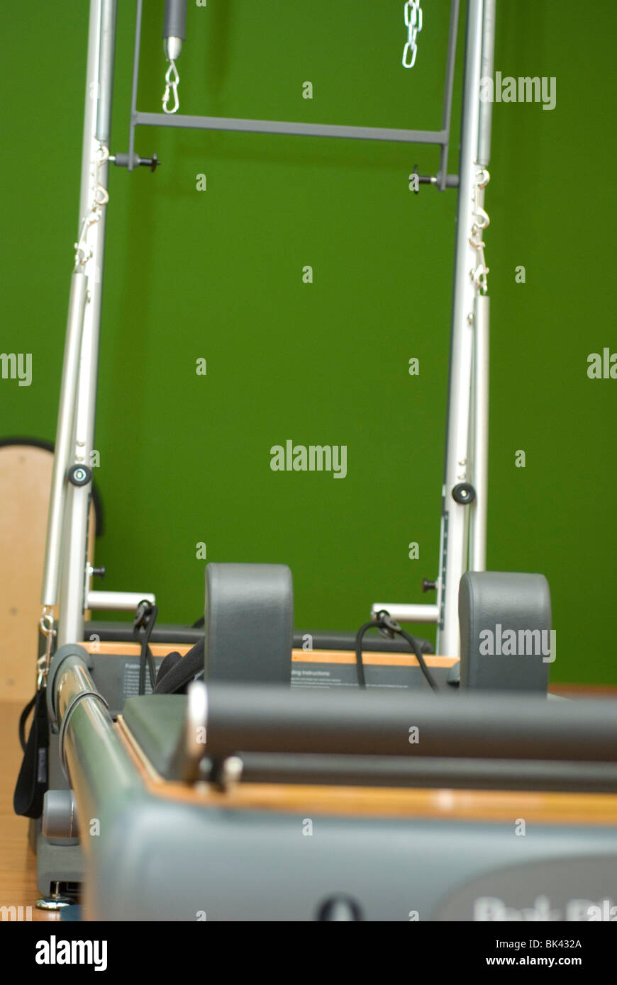 Pilates studio with Barrel, chair, reformer, fit ball, dumbbells Stock ...