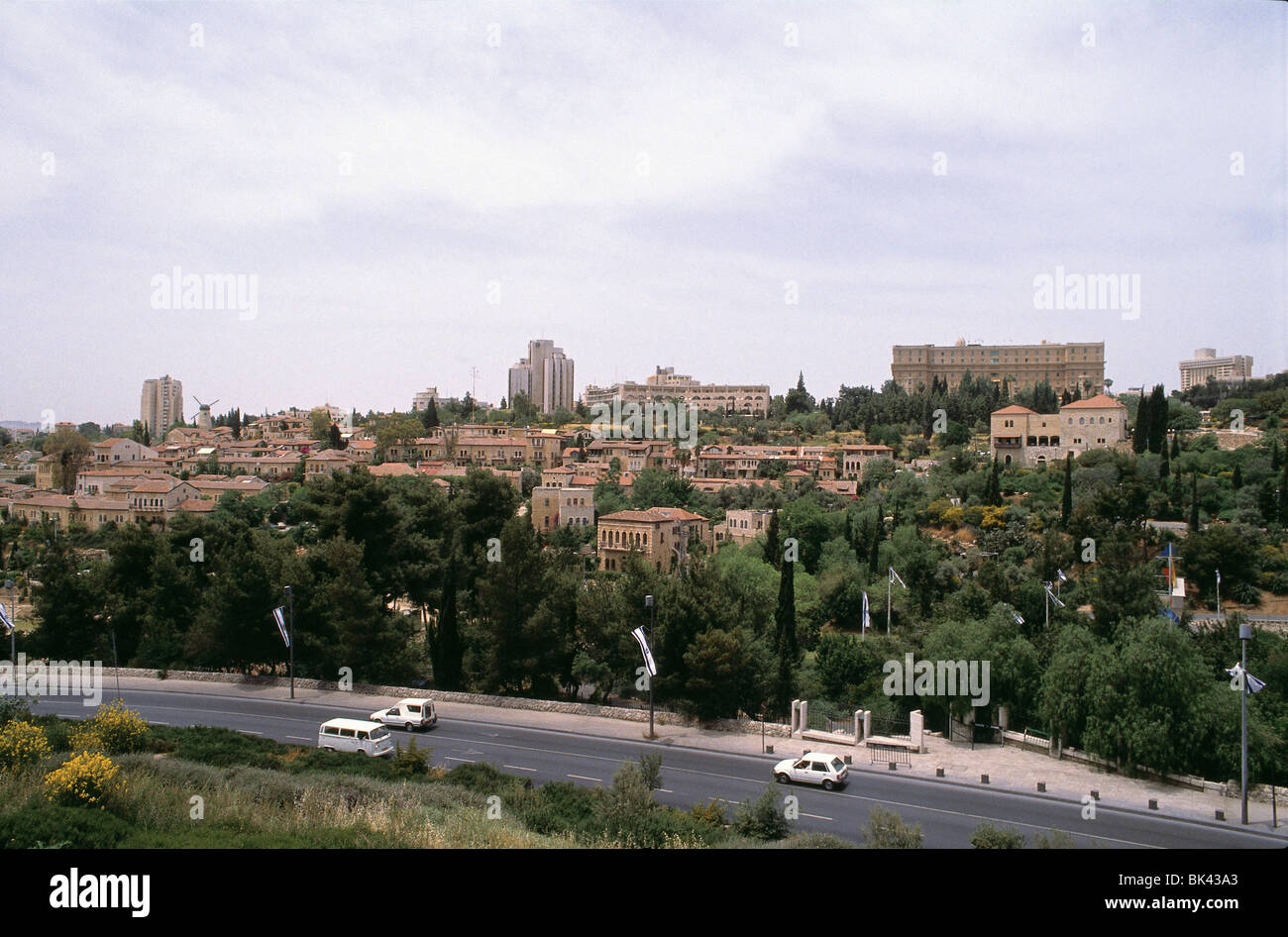 Jerusalem, Israel showing the Yemin Moshe Neighborhood Windmill Stock ...