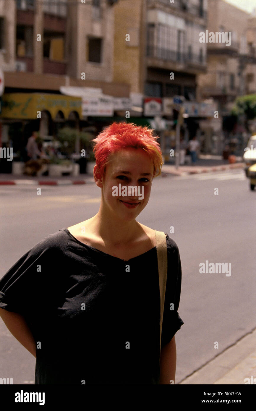 Woman with colorful hair, Israel Stock Photo - Alamy