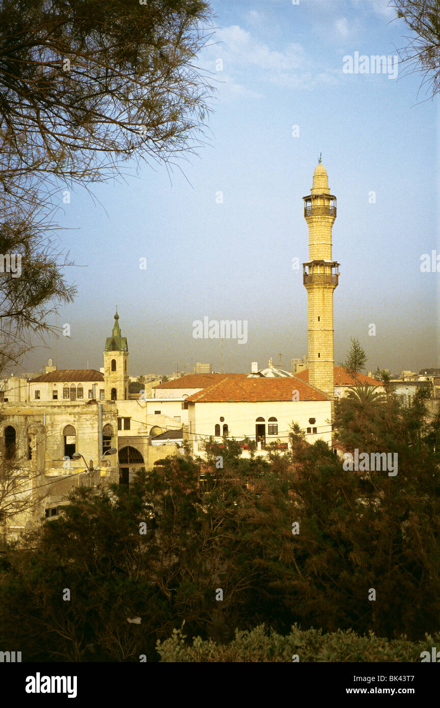 Old Jaffa showing a clock tower and the minaret of the Mahmoudiya ...