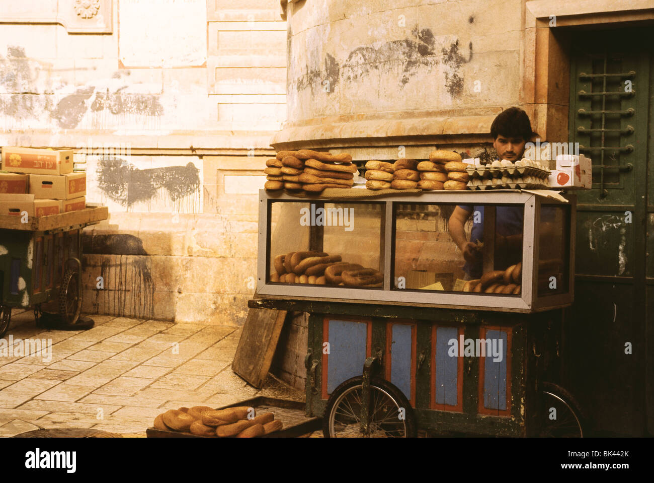 Food vendor selling bread, Israel Stock Photo - Alamy