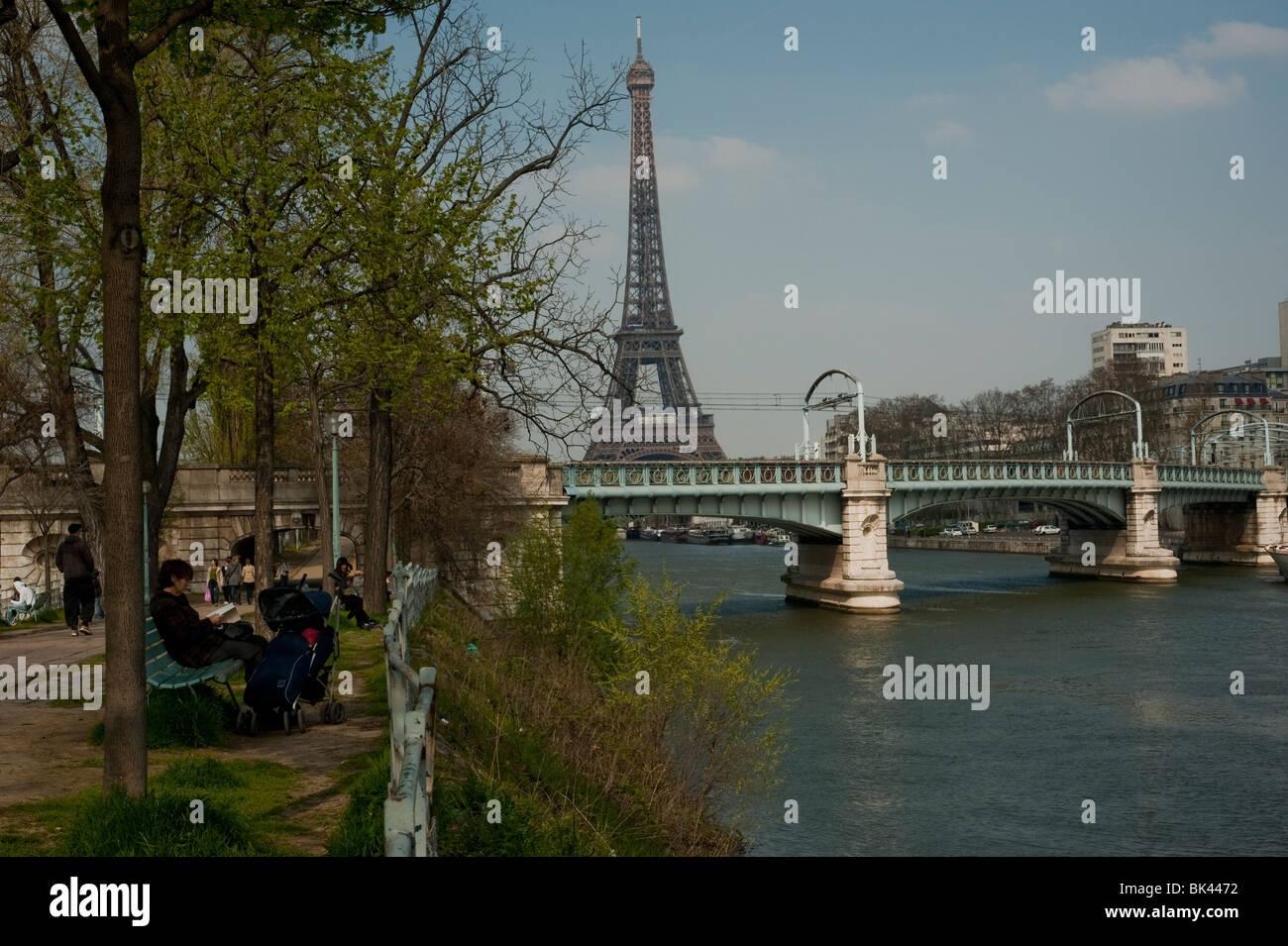 Paris, France, Eiffel Tower, Tourists in Park, View from the "Allée des ...