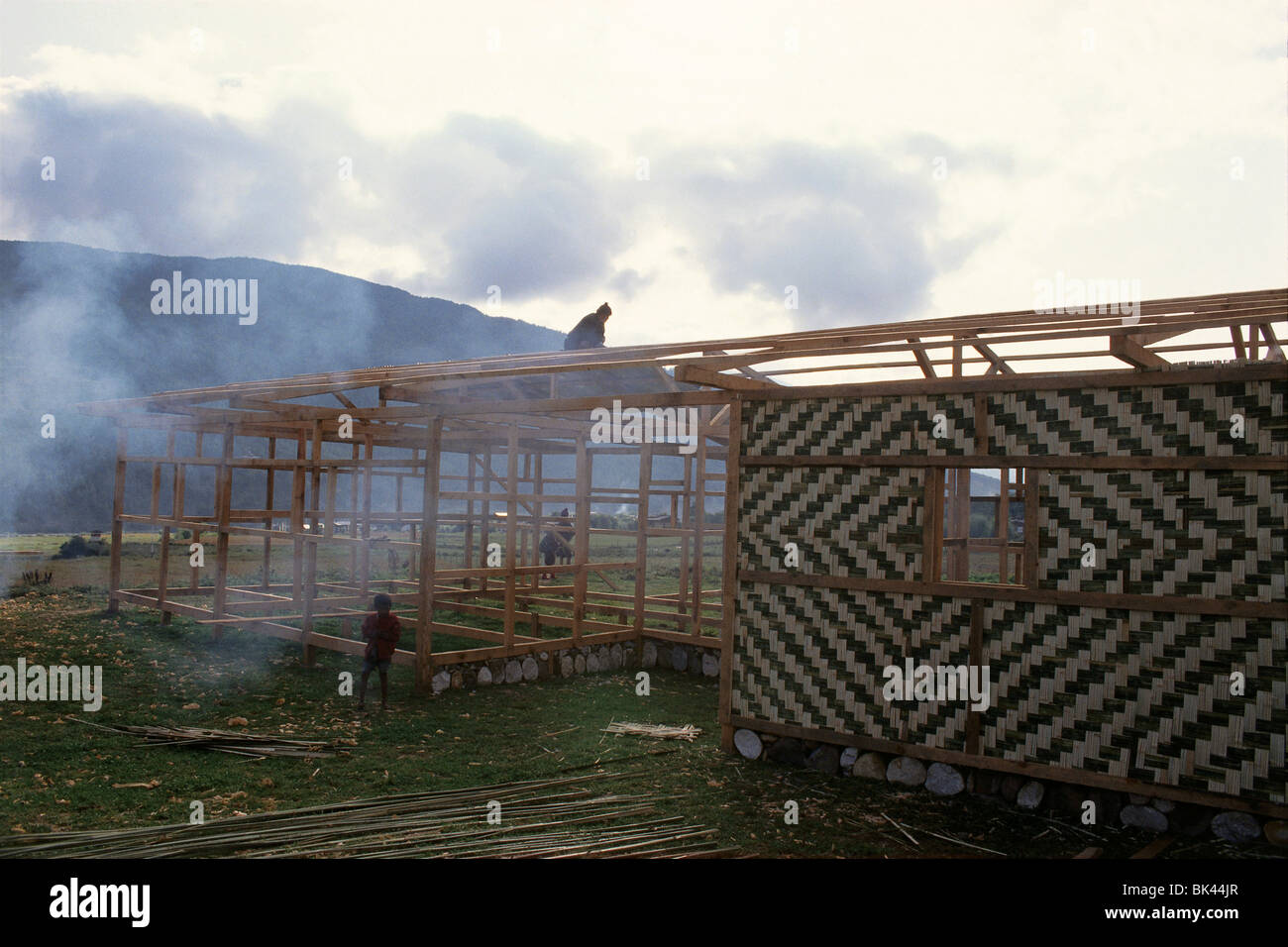 Traditional home construction, Kingdom of Bhutan Stock Photo - Alamy