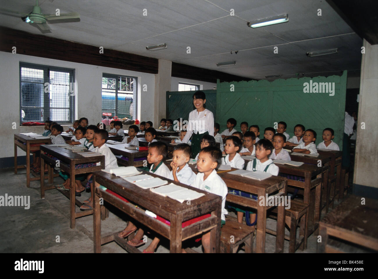 Schoolroom with teacher and students, Myanmar Stock Photo - Alamy