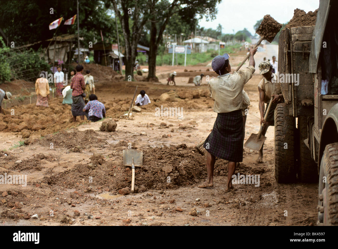 Road construction, Myanmar Stock Photo - Alamy