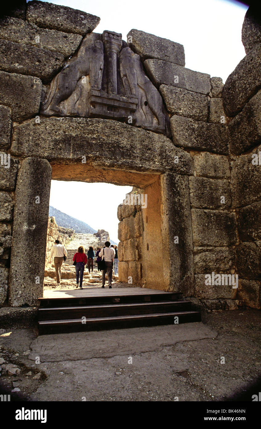 The Lion Gate at the Acropolis of Mycenae, Greece Stock Photo - Alamy