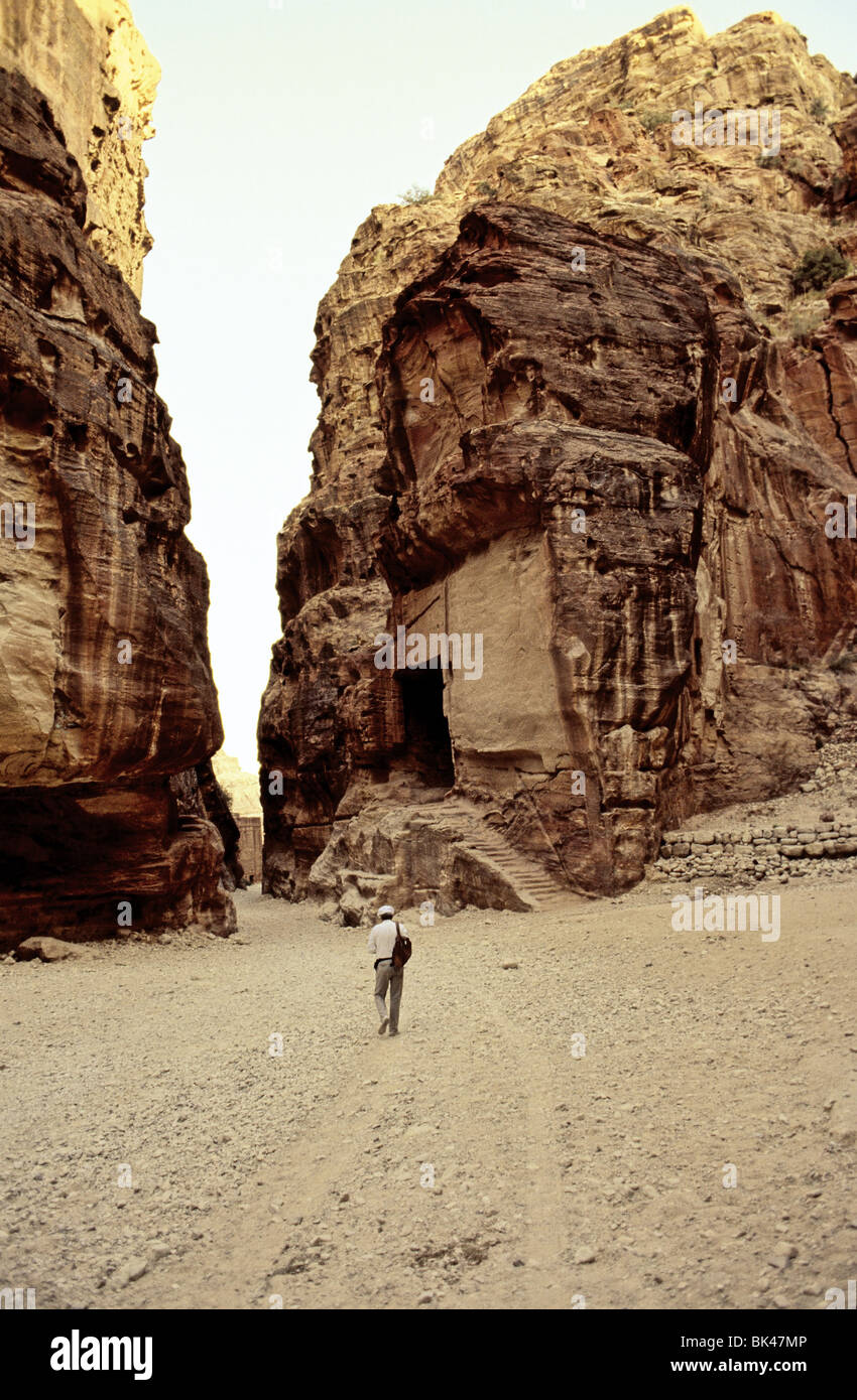 Carved rock structures and canyon at Petra, Jordan Stock Photo - Alamy