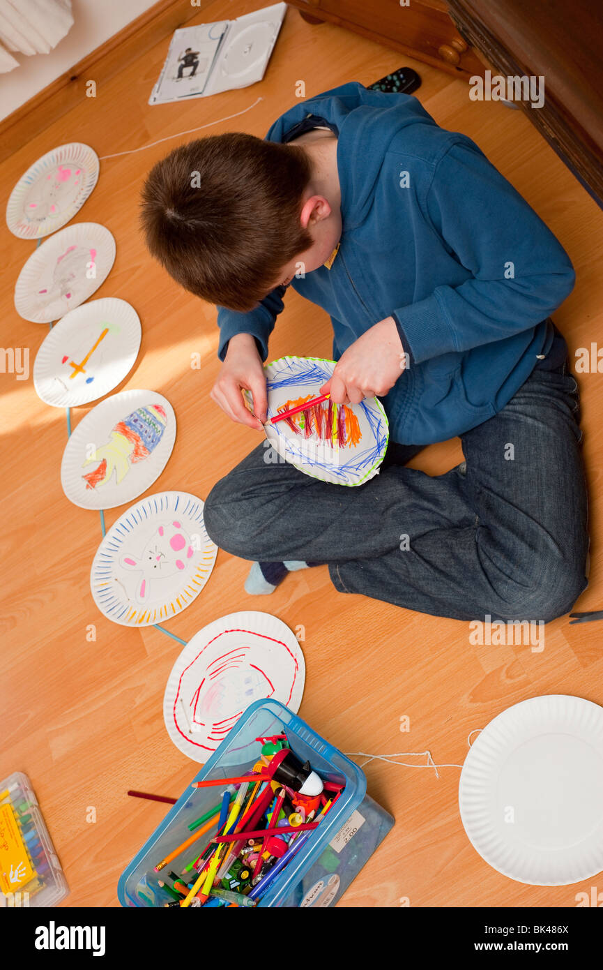 A MODEL RELEASED Picture Of A Ten Year Old Boy Making Easter a-model-released-picture-of-a-ten-year-old-boy-making-easter