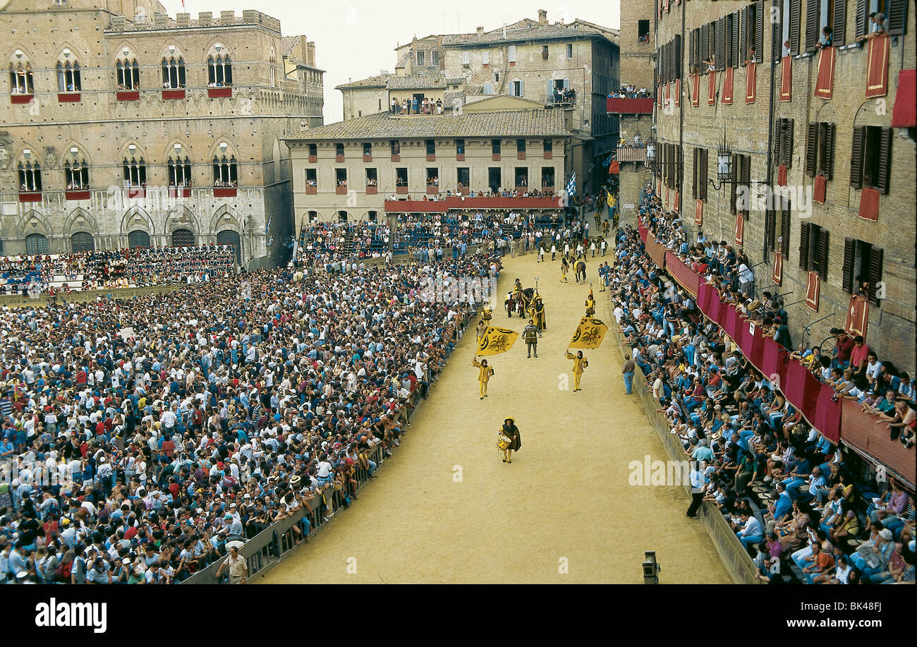Siena, Italy. The famous horserace, the Palio, held in July and August ...