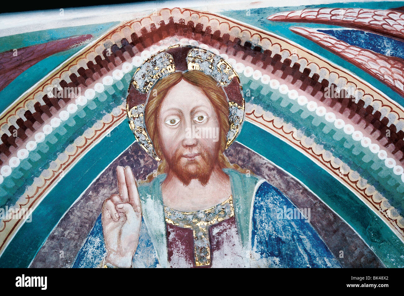 Fresco of Jesus Christ in the Romanesque church of San Carlo di ...