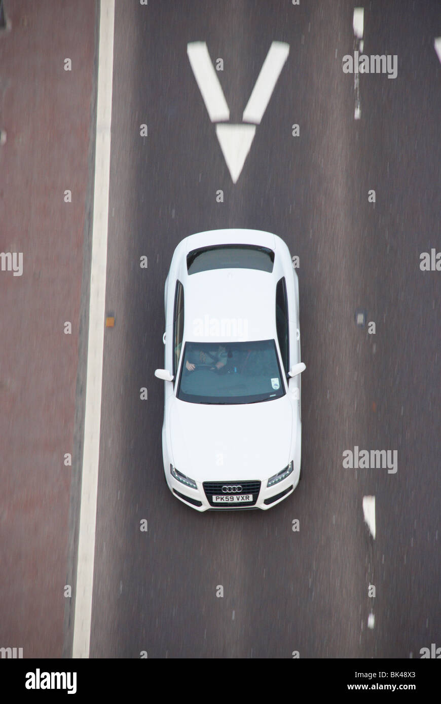 White Audi saloon car on the M62 motorway Stock Photo - Alamy