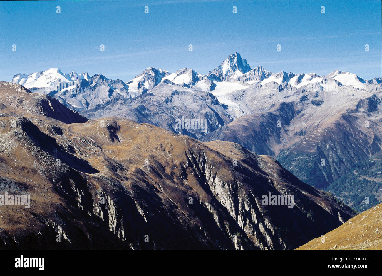 Scenic view of the Lepontine Alps from the Nufenen Pass, Switzerland ...