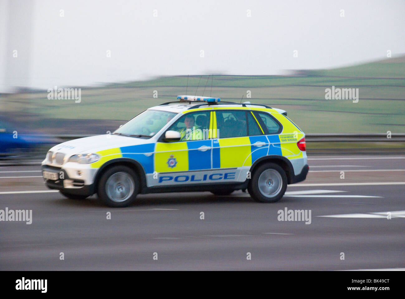 Police car on the M62 motorway Stock Photo - Alamy