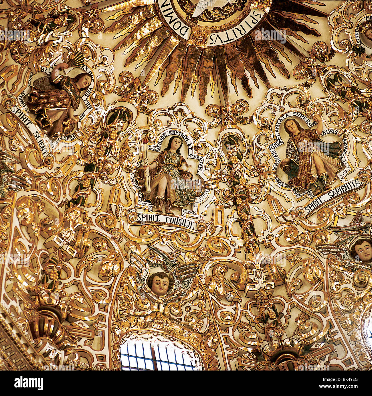 Gold leaf dome Chapel of Rosary Church of Santo Domingo in Puebla ...