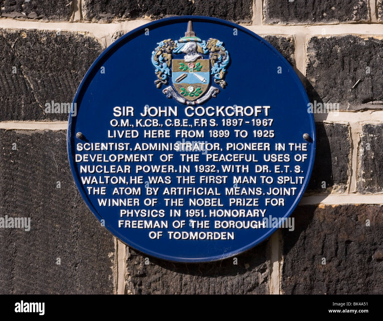 Plaque for Sir John Douglas Cockcroft, physicist, in Todmorden ...