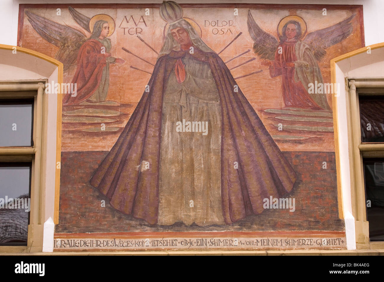 A painting of the Virgin Mary adorns the Town Hall (Rathaus) of Murnau ...