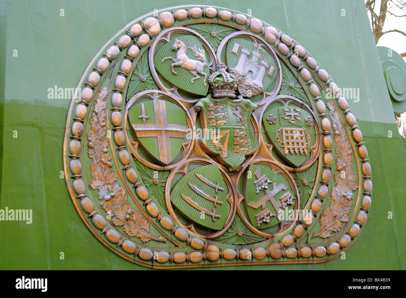 Detail of Emblem on Hammersmith Suspension Bridge on the River Thames ...