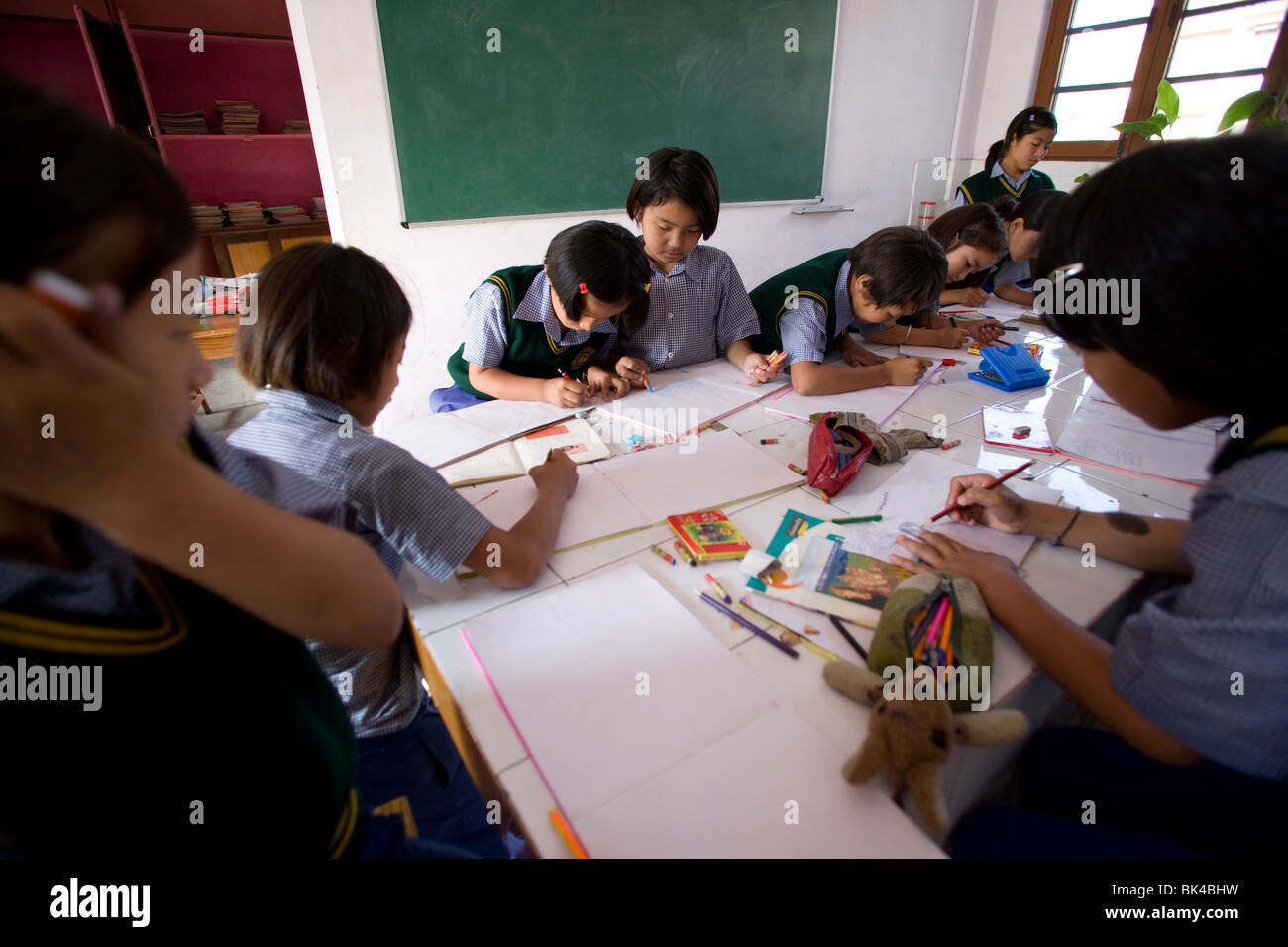Students at Tibetan Children's Village in Chauntra, India Stock Photo ...