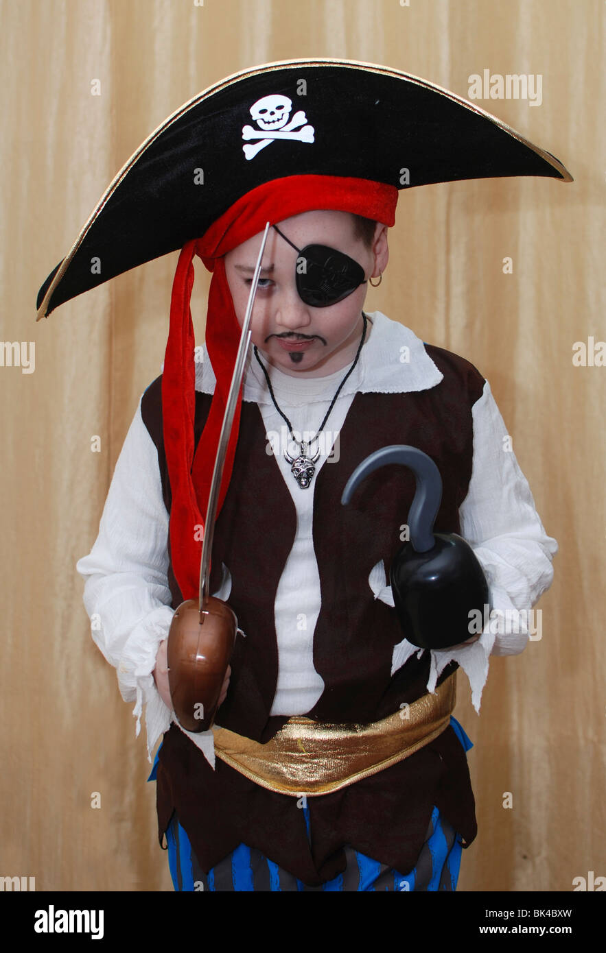 Young boy of 7 dressed up as a pirate for the Jewish celebration of ...
