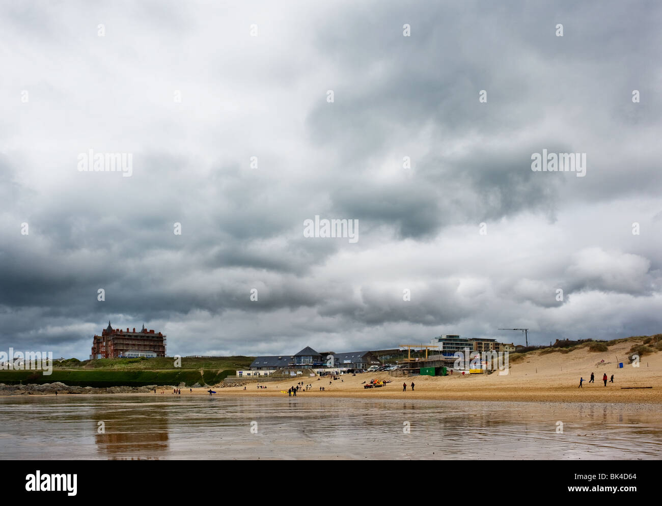 Rain clouds gathering over Fistral Beach in Newquay in Cornwall. Photo ...