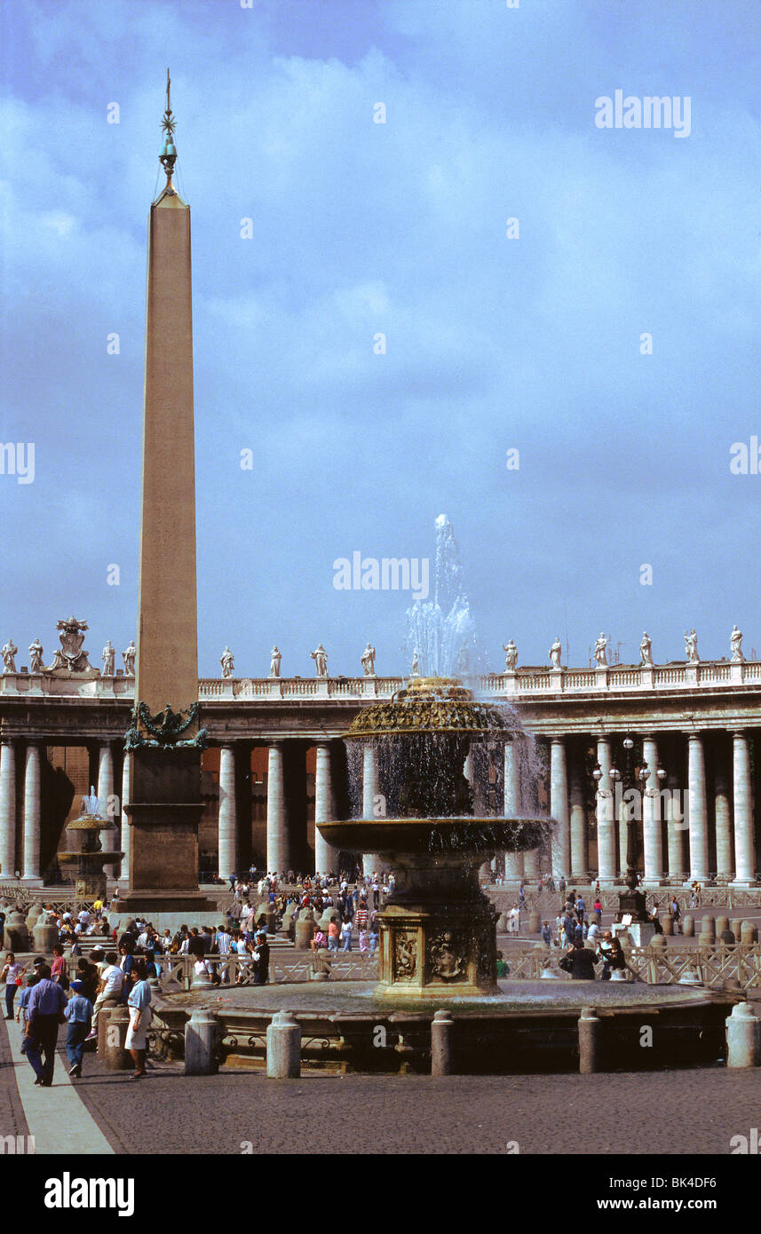 Vatican Obelisk & fountain in Piazza St Peter Vatican City Rome Italy ...
