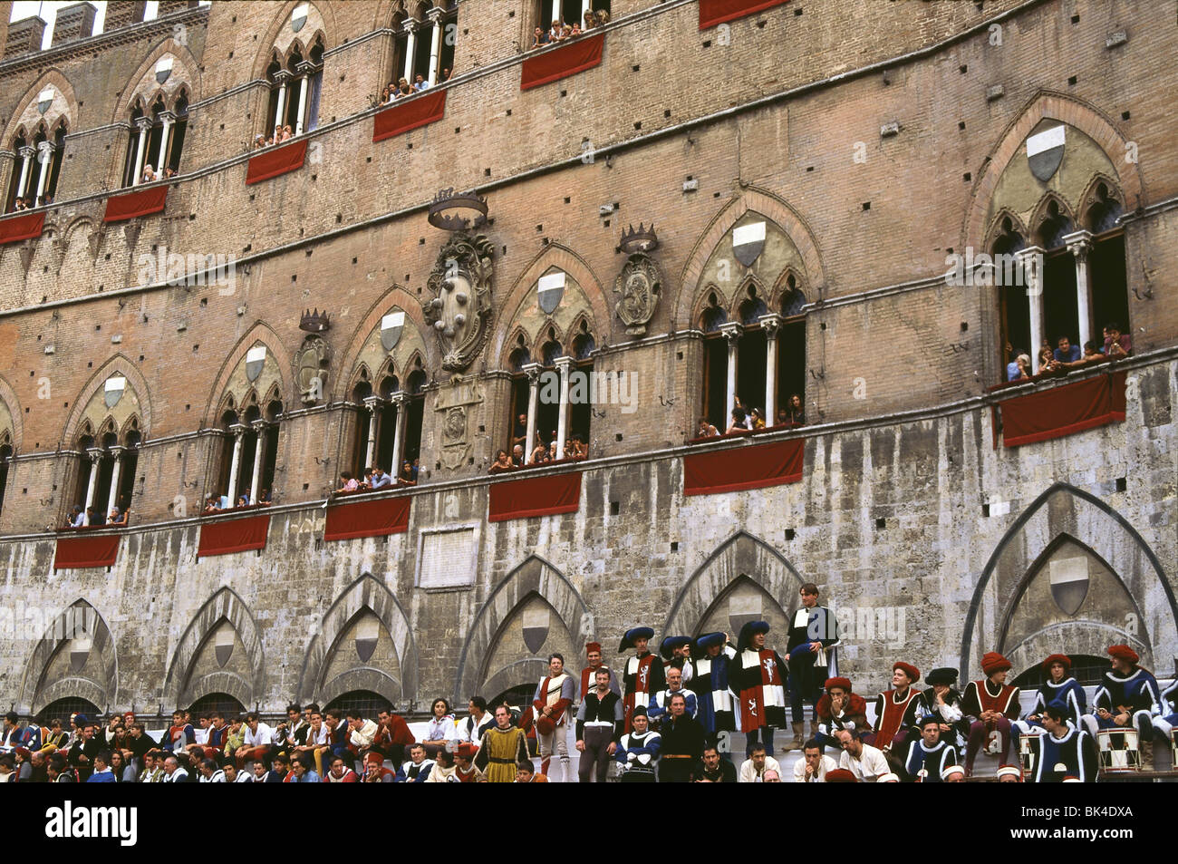 Crowd scene for the horserace, the Palio in Siena, Italy Stock Photo ...