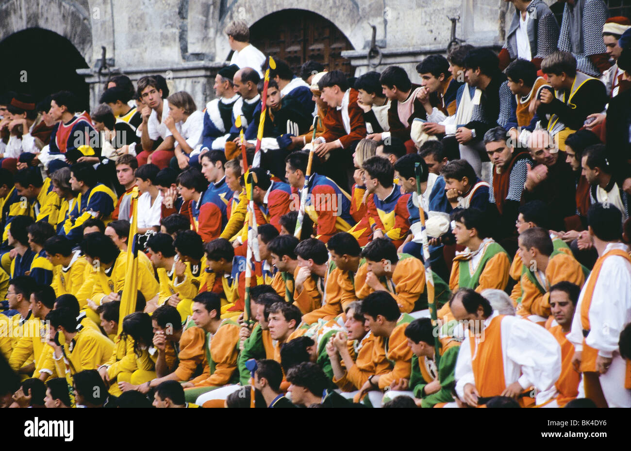 Crowd scene for the horserace, the Palio in Siena, Italy Stock Photo ...
