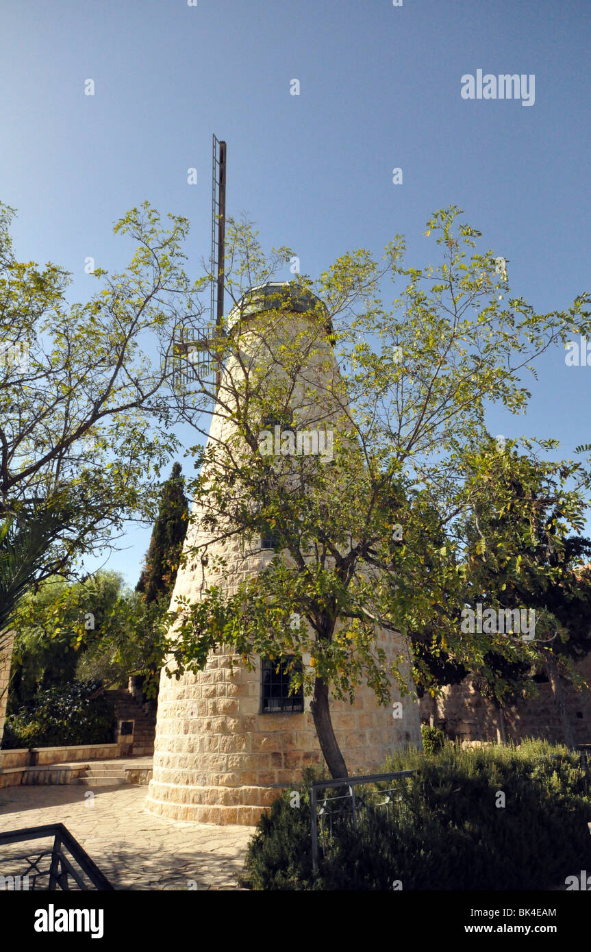 Israel, Jerusalem, "New City" The Montefiore windmill in Yemin Moshe ...