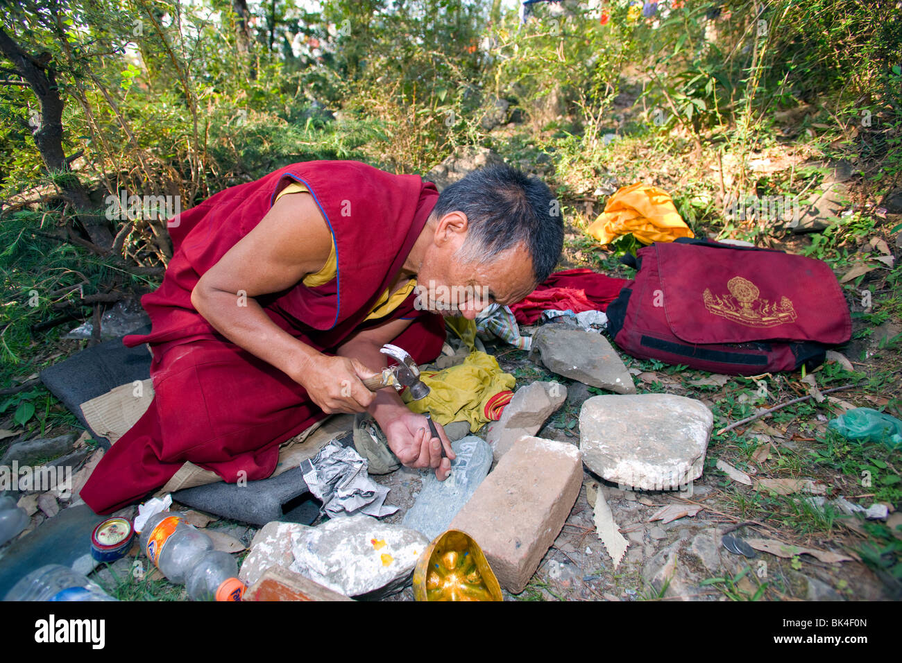 Tibetan stone carver hi-res stock photography and images - Alamy