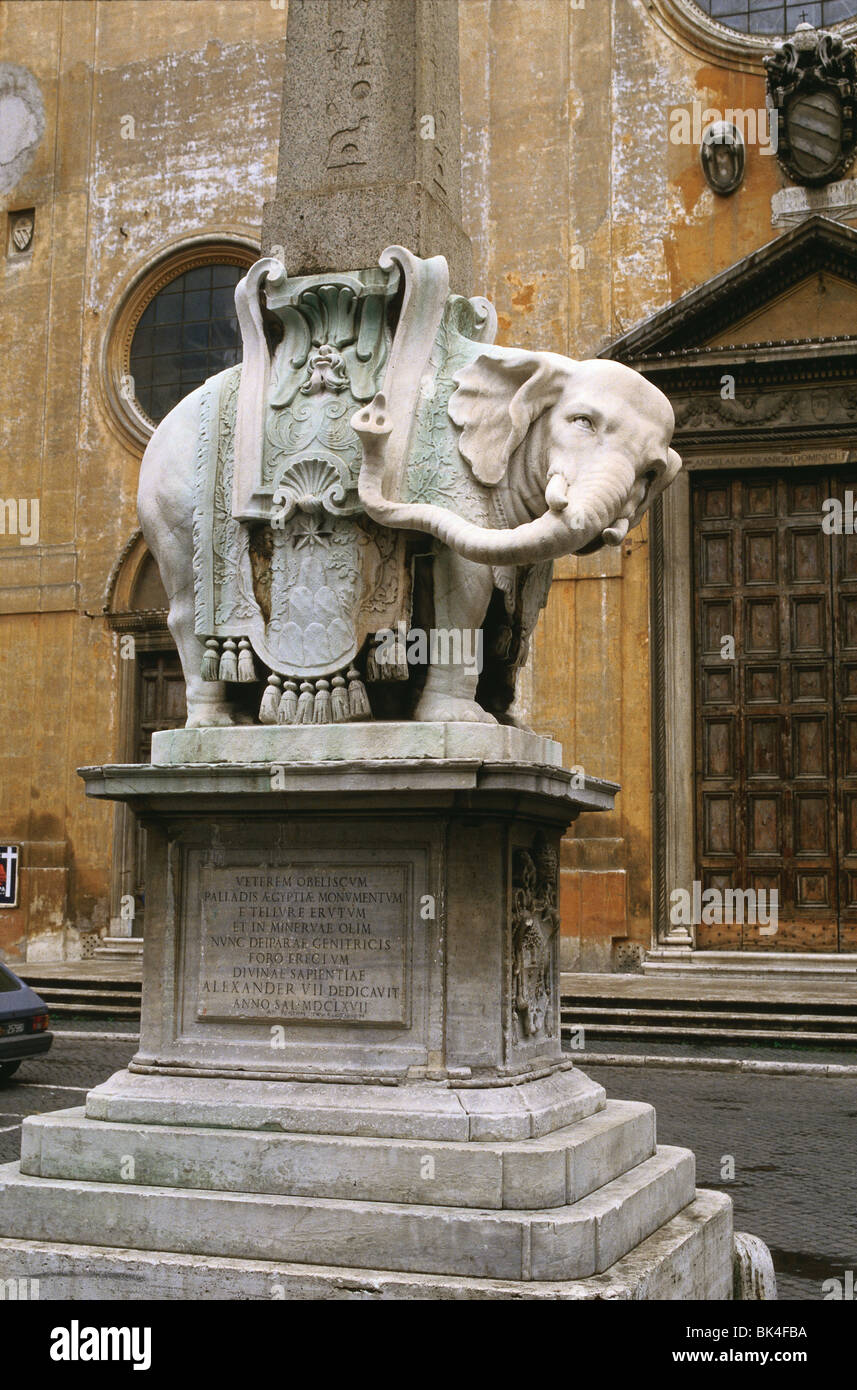 Obelisk with an elephant base on the Piazza della Minerva, Rome, Italy ...