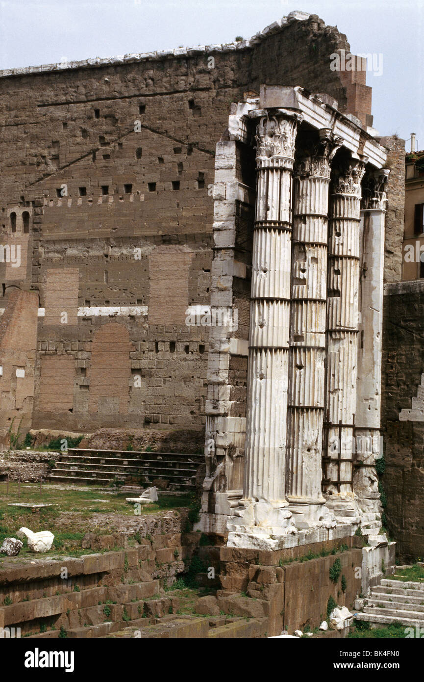 Roman ruins of the Forum of Augustus with the Temple of Mars Ultor ...