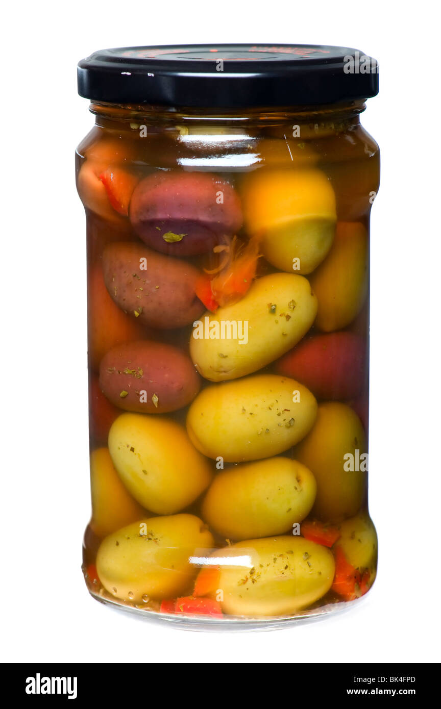 object on white - food pot with olive Stock Photo - Alamy