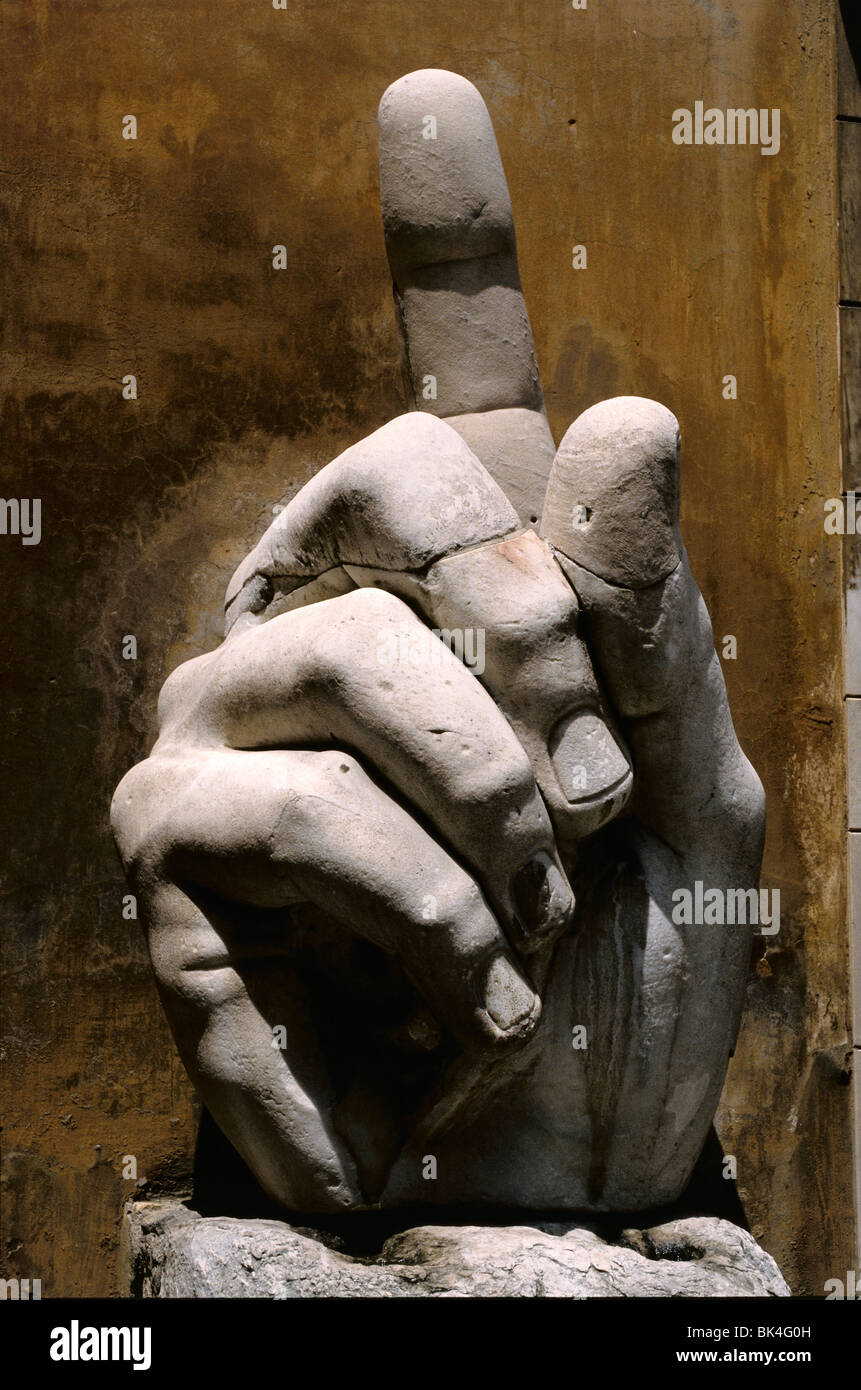 Colossal hand of the Roman Emperor Constantine in the courtyard of the ...