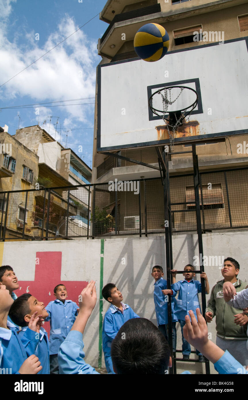 LEBANON. CHILDREN PLAYING IN MIXED CHRISTIAN MUSLIM SCHOOL IN BEIRUT ...