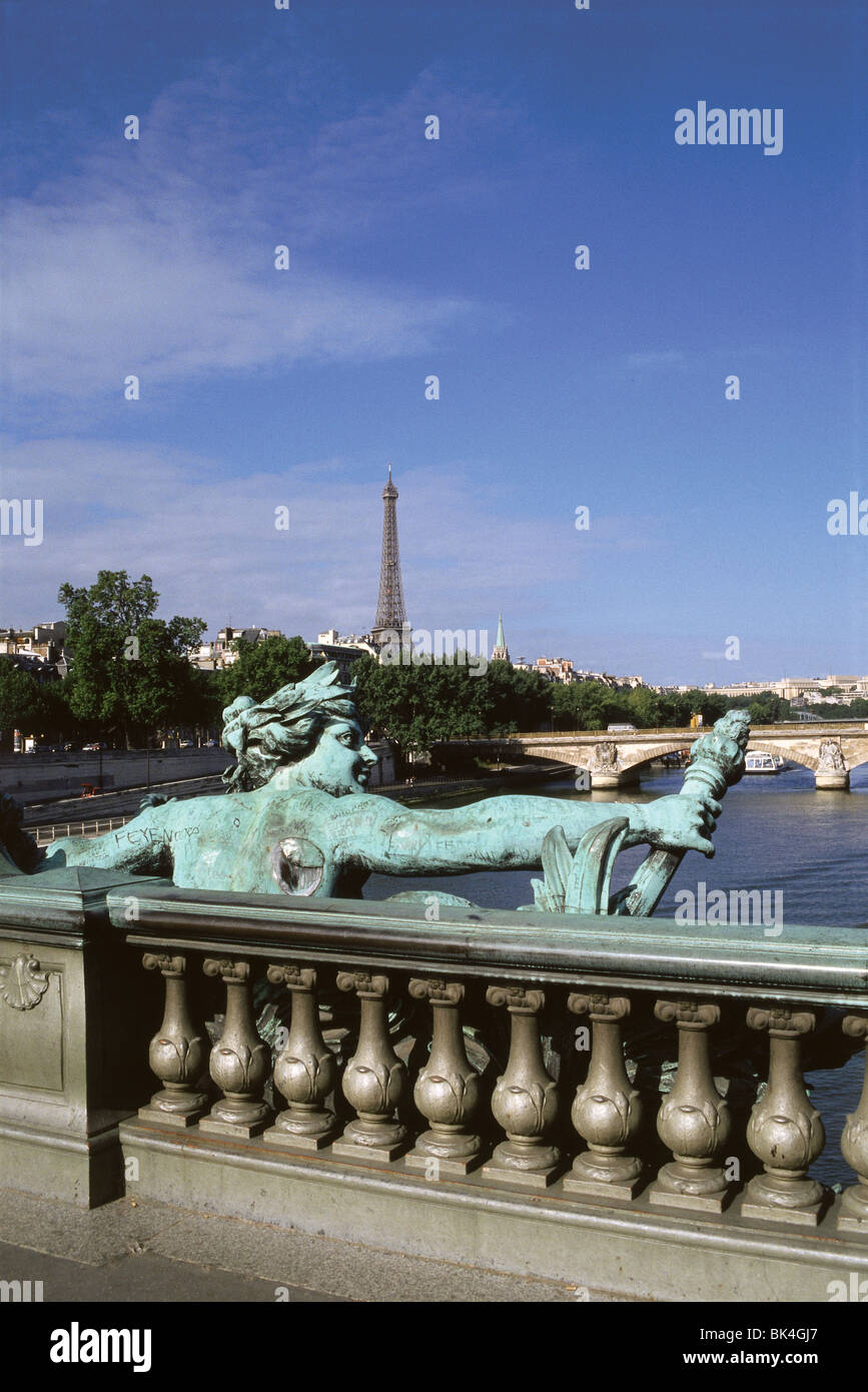 Bronze Sculpture on Pont Alexandre III Bridge, Paris Stock Photo - Alamy