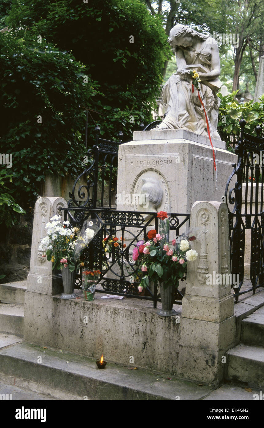 Frederick Chopin Grave at Pere Lachaise Cemetery , Paris Stock Photo ...