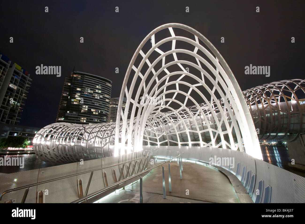 The Webb Bridge, a modern footbridge acorss the Yarra River in ...