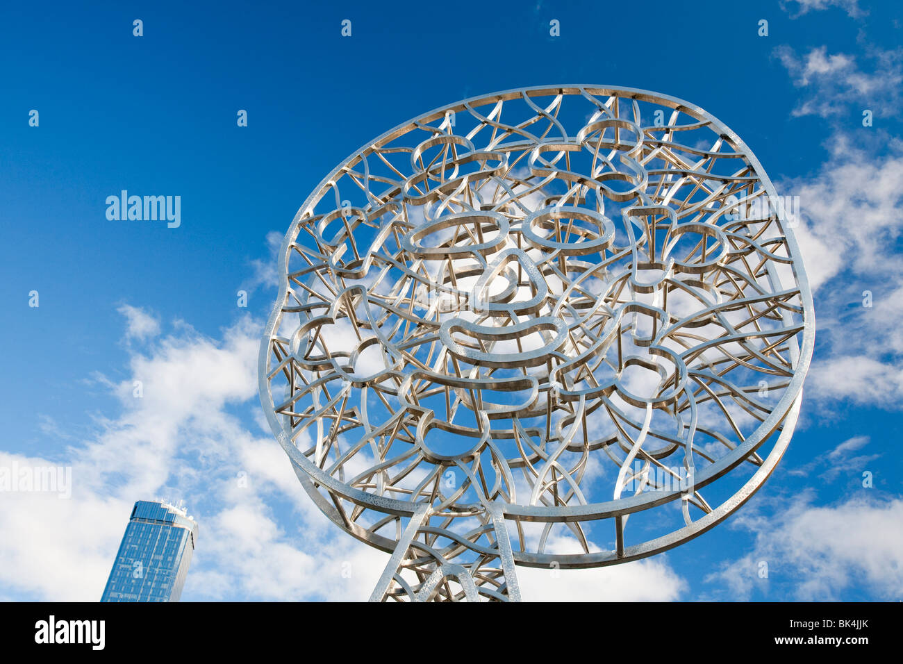 A series of Modern art sculptures on the Sandridge Bridge in Melbourne ...