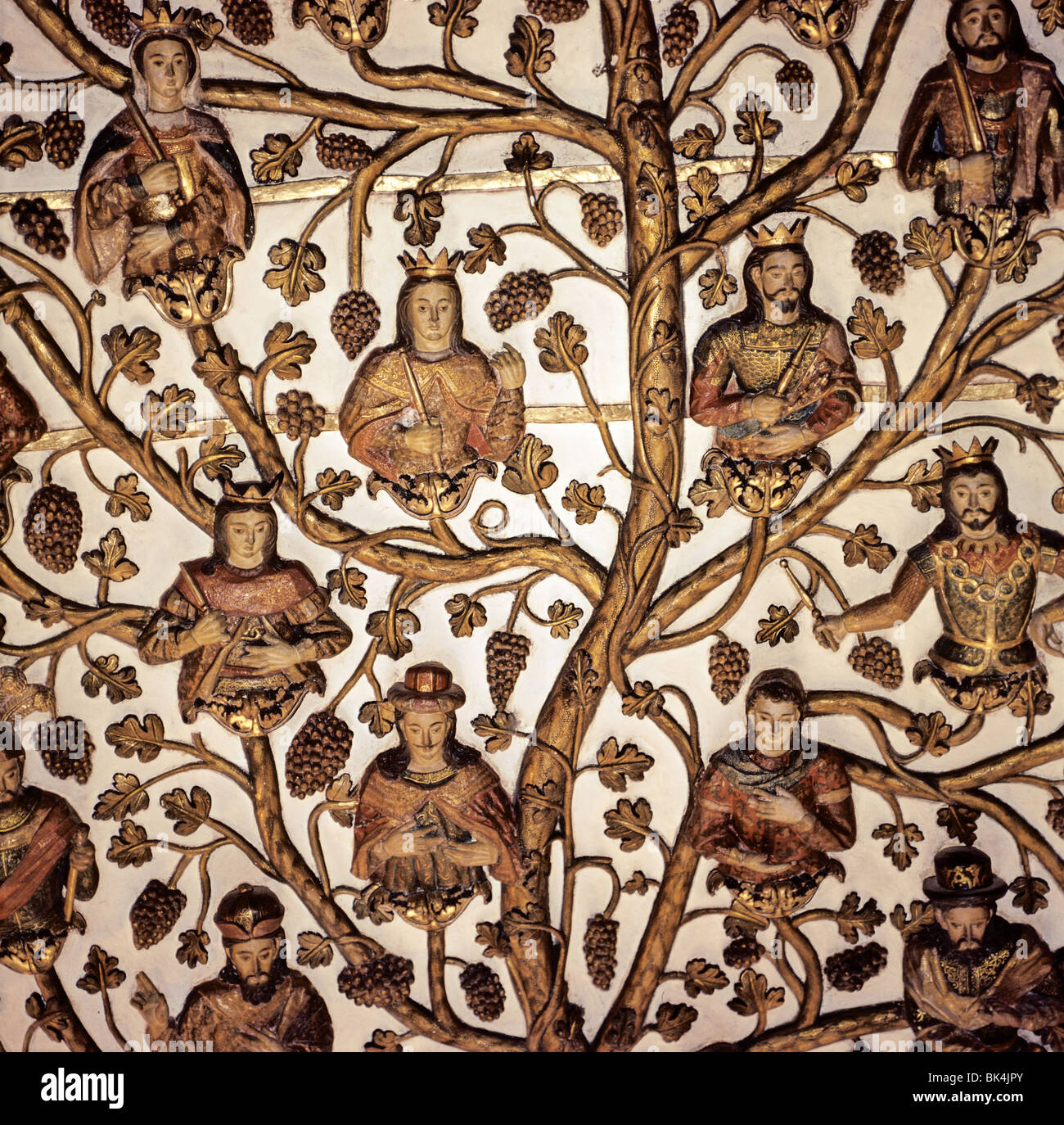 Interior detail of relief sculpture depicting the Tree of Jesse in the ...