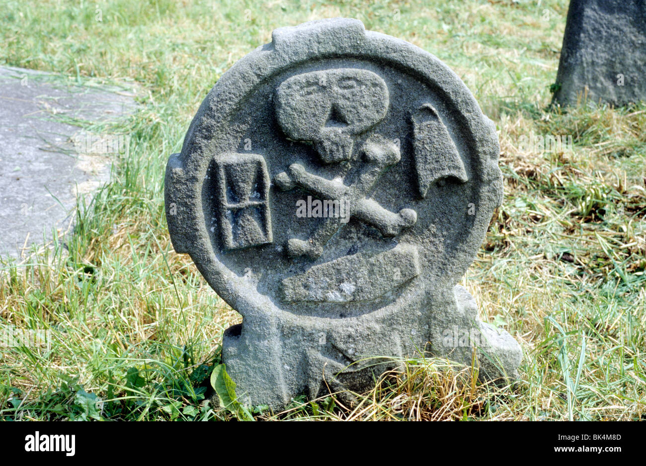 Clones Abbey, County Monaghan, 18th century tombstone skull crossbones ...